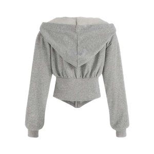 Cider | Jackets & Coats | Cider Grey Solid Hooded Corset Hoodie New ...